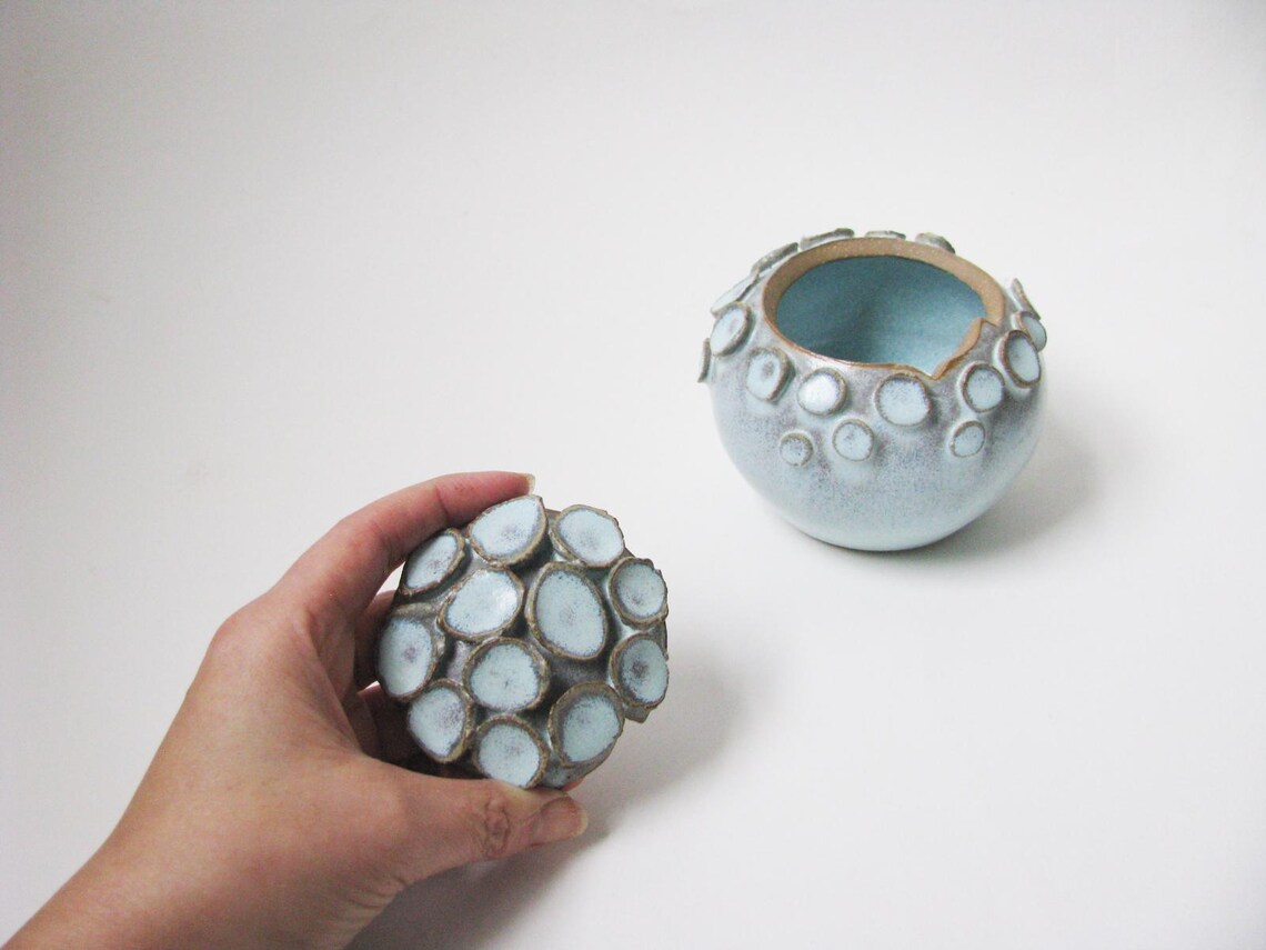 Stoneware Ceramic Nature Inspired Lidded Vessel by Echo of Nature - Etsy