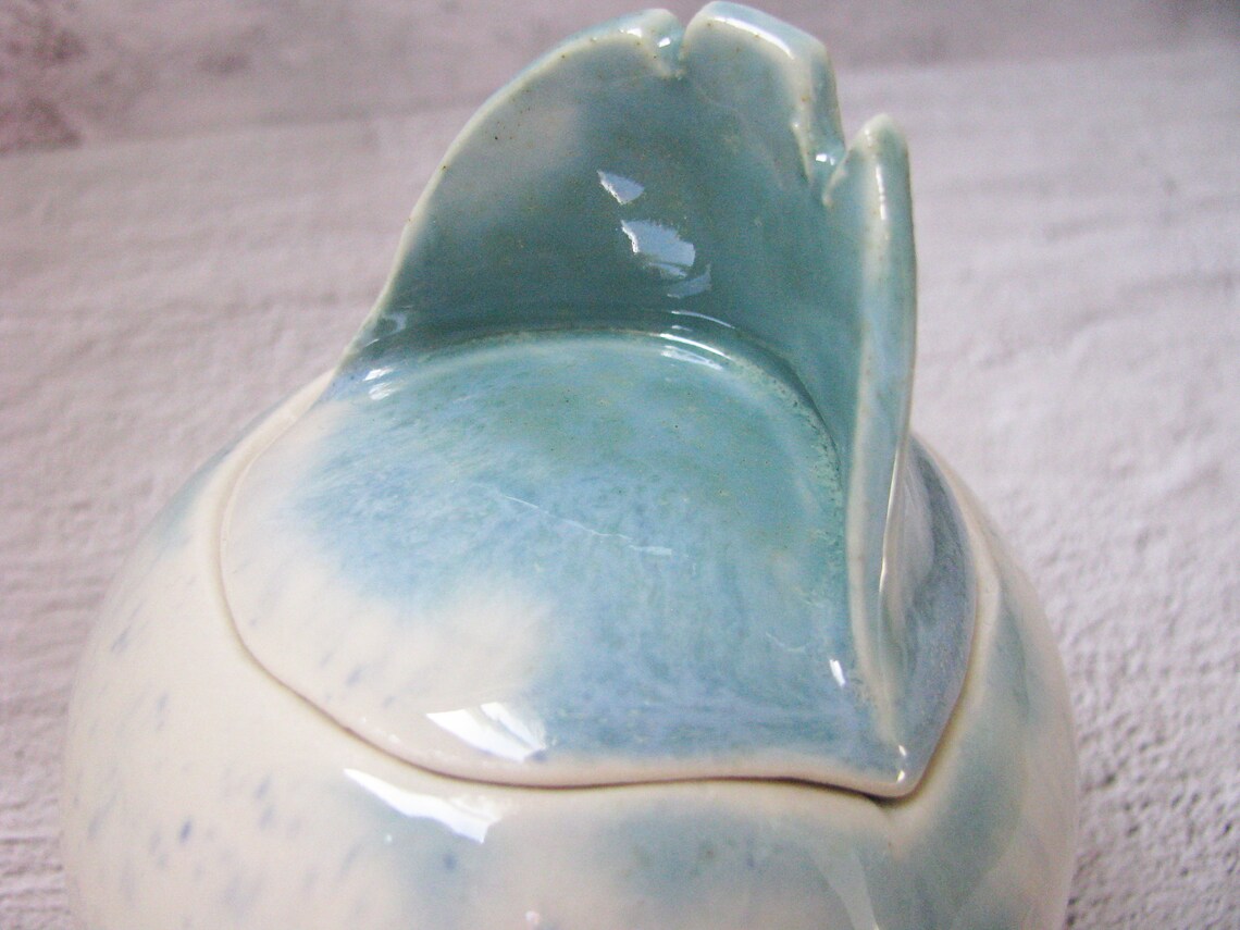 Light Blue Crest Lidded Jar / Blue Speckle Urn by Echo of Nature ...