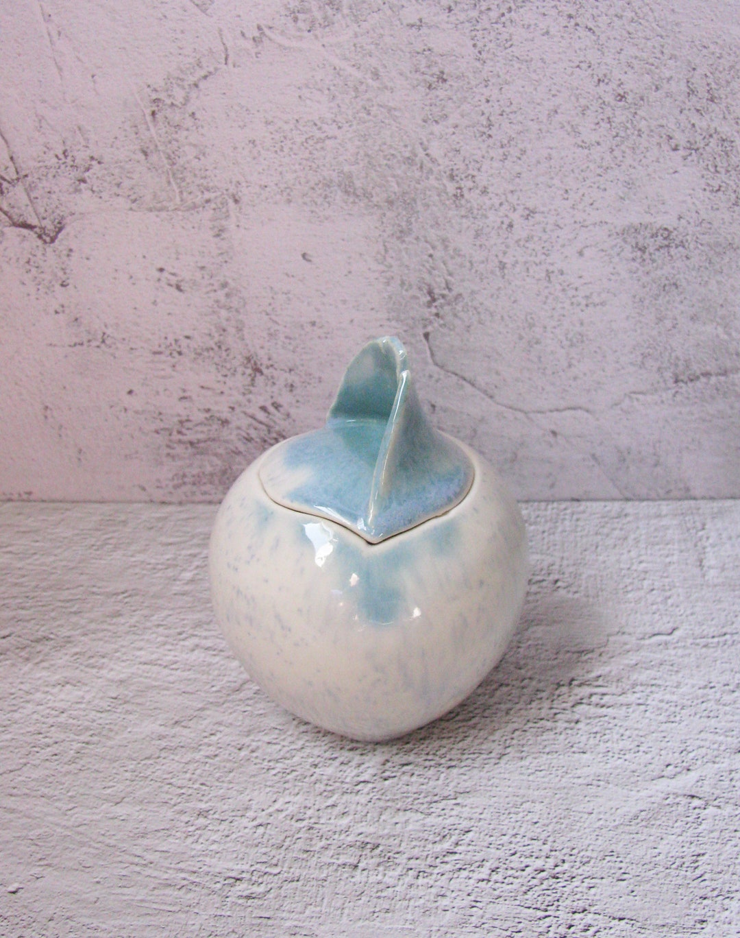 Light Blue Crest Lidded Jar / Blue Speckle Urn by Echo of Nature ...