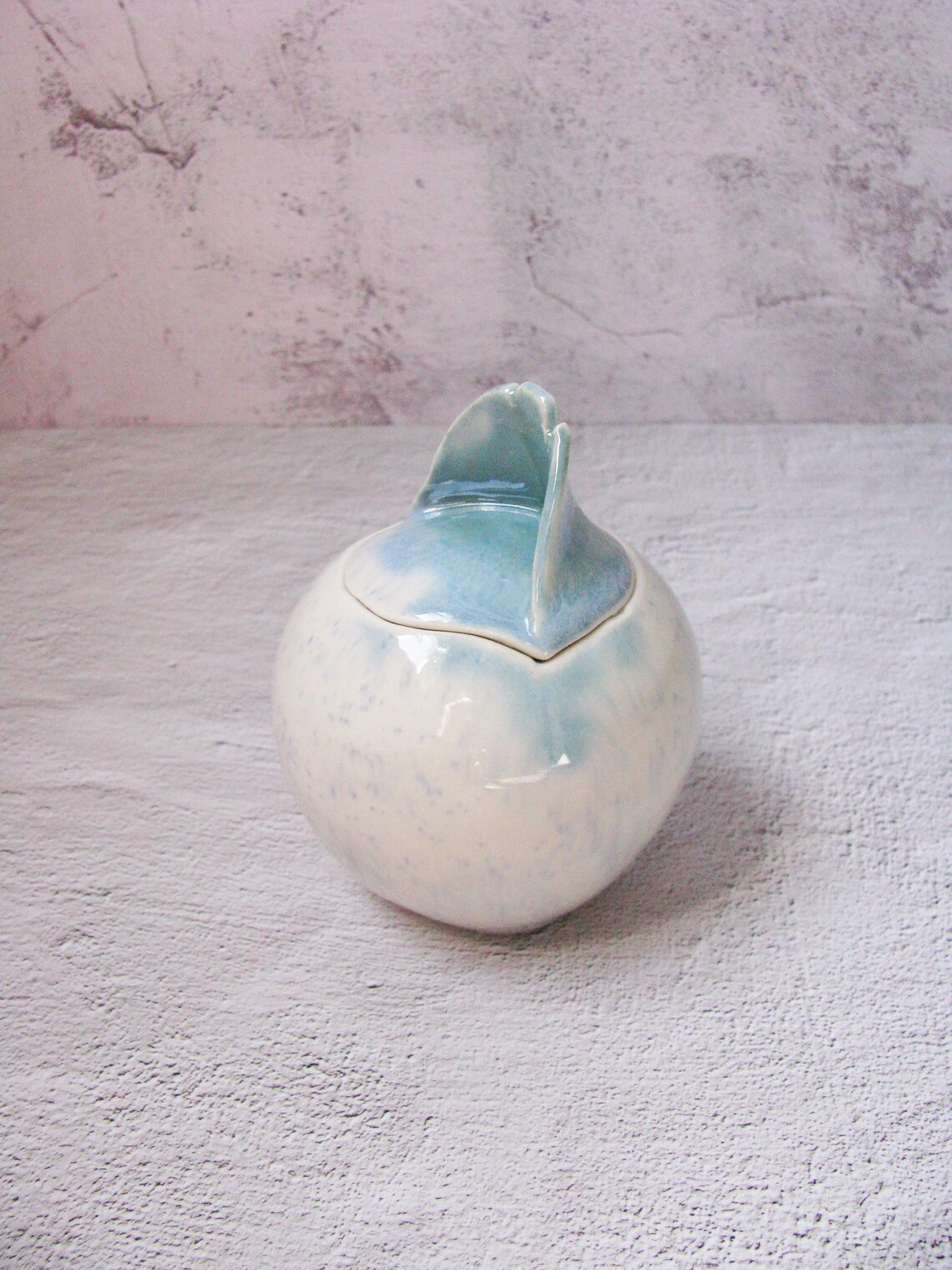 Light Blue Crest Lidded Jar / Blue Speckle Urn by Echo of Nature ...