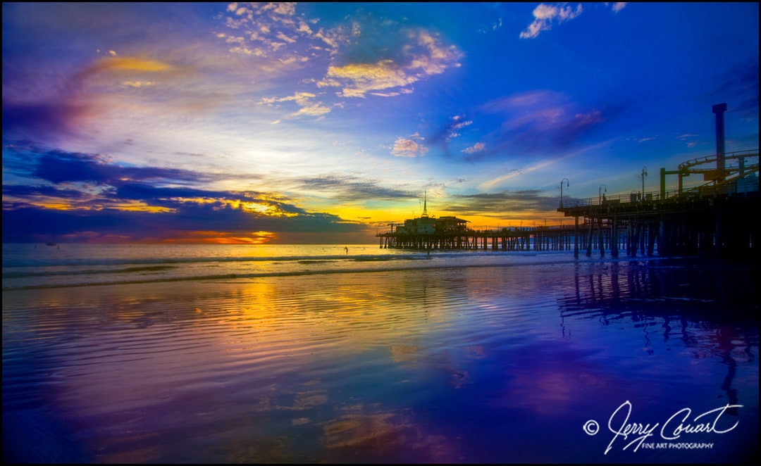 Sunset Beach Pier Art Prints, Santa Monica Beach Pier Ferris Wheel ...