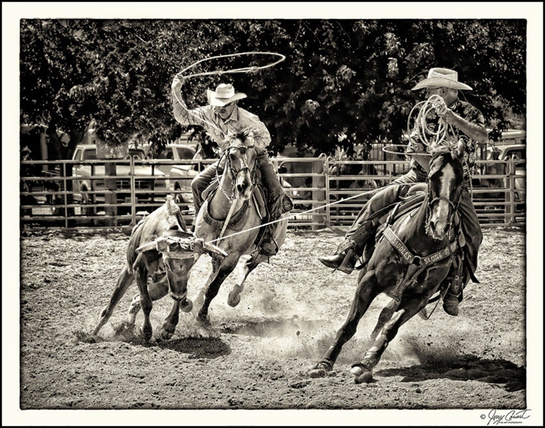 Cowboys Roping Photography Print, Cowboys Rodeo Life Picture, Horse ...