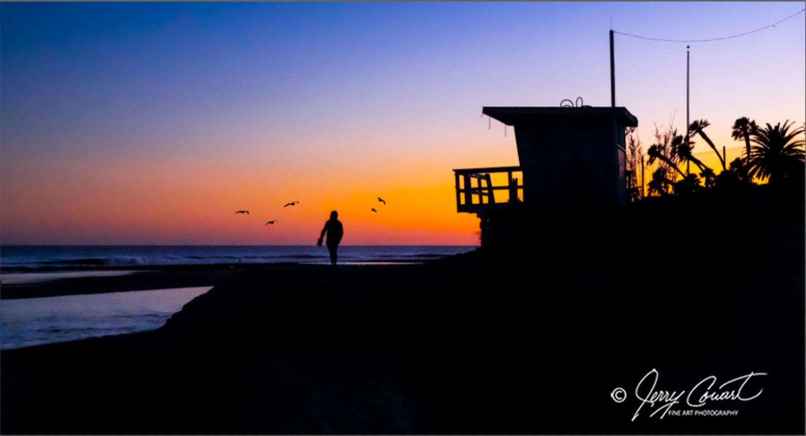 Beach Lifeguard Stand Art Print, Sunset Beach Photography Art ...