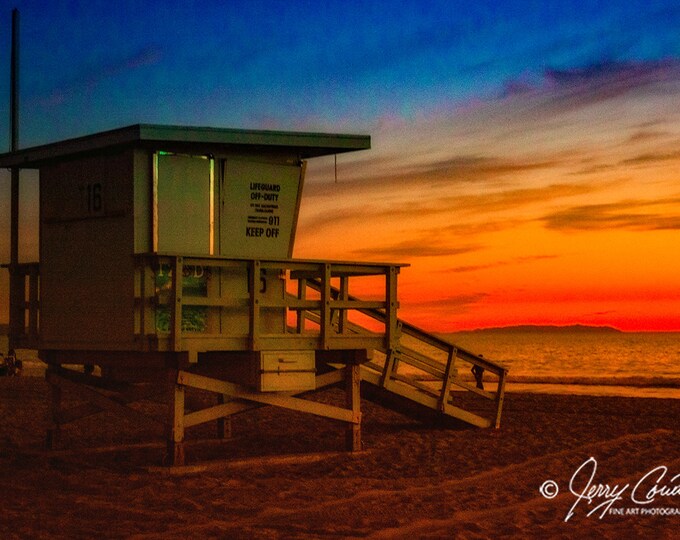 Lifeguard Stand Photo, Photography Lifeguard Tower, Beach Sunset Art ...