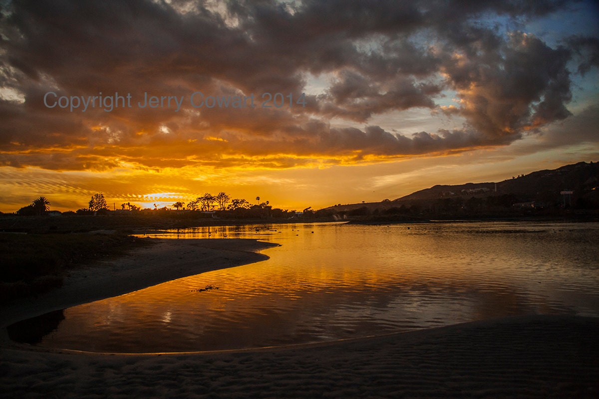 Red Yellow Sunset Clouds Over Malibu Beach Lagoon Estuary Print - Etsy ...