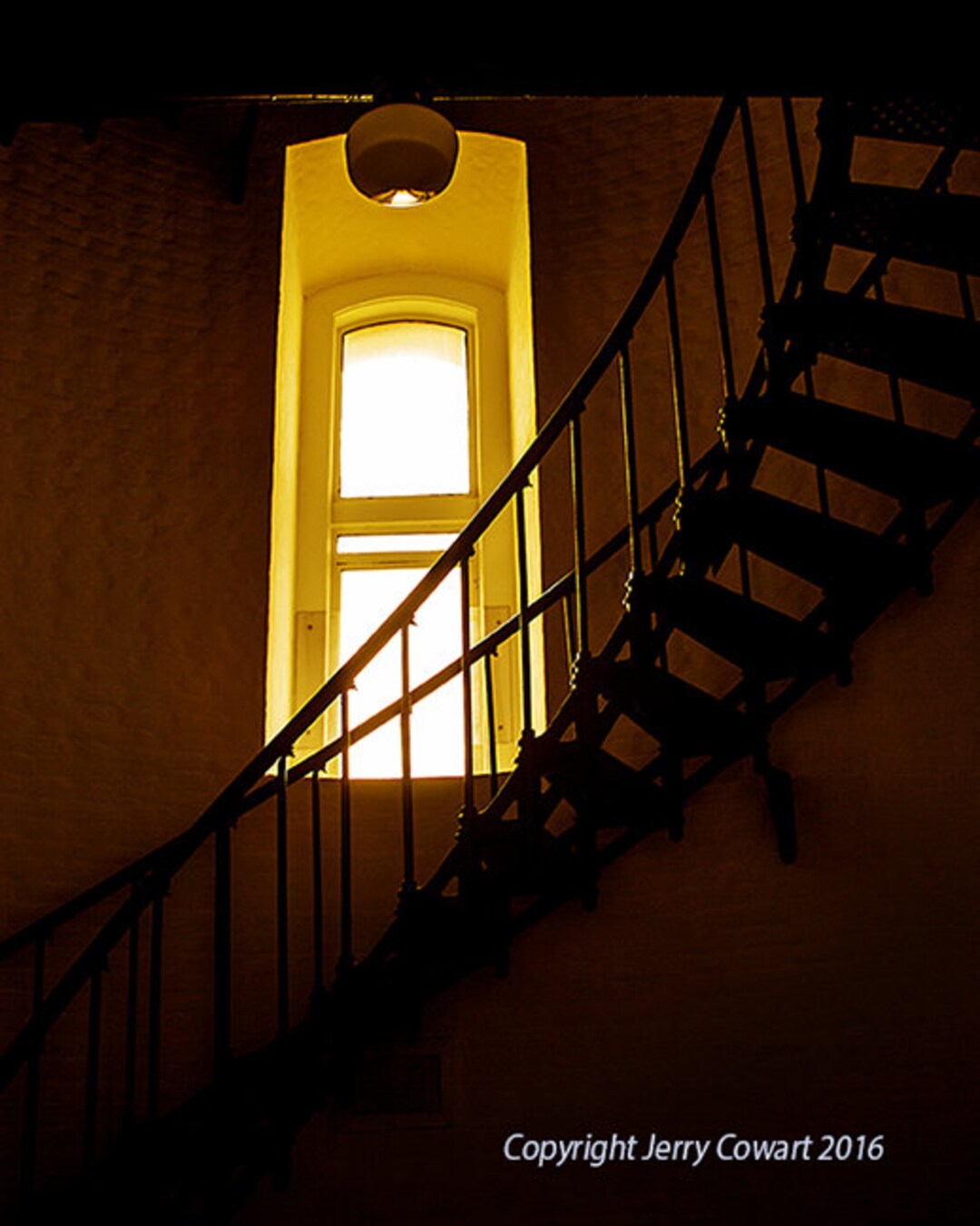 Lighthouse Window Soft Sunlight Onto Iron Spiral Staircase and Brick ...