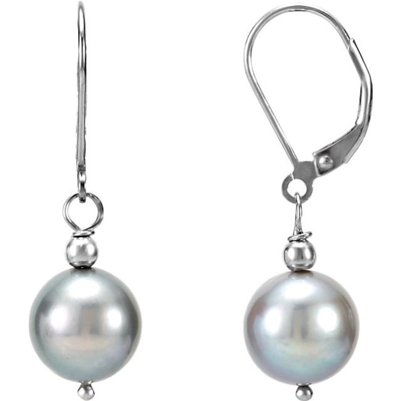 Freshwater 10-11mm Silver Grey Cultured Pearl Earrings - Etsy Freshwater 10-11mm Silver Grey Cultured Pearl Earrings - Etsy