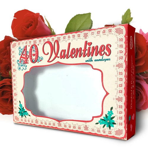 Retro Printable Digital Valentine's Day Gift Box / | Etsy
