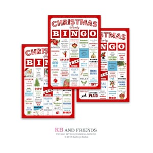 Digital Christmas Party Bingo Card Party Game Kit / DIY / Red ...