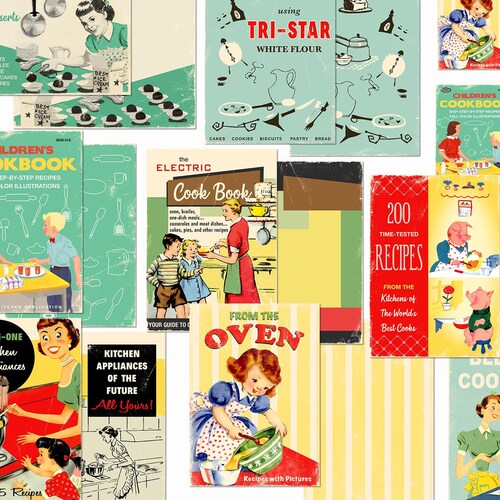 Printable Retro Cookbook Covers in 3 Sizes for Junk Journals - Etsy