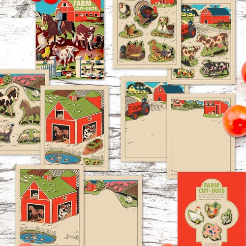 Printable Retro Farm Cut-out Book in 5 by 7 and - Etsy