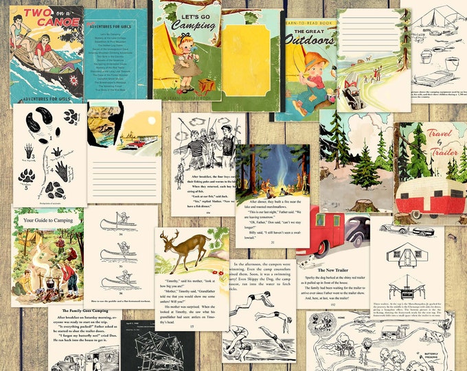 Digital Vintage Summer Camping Junk Journal Pages Album | Etsy