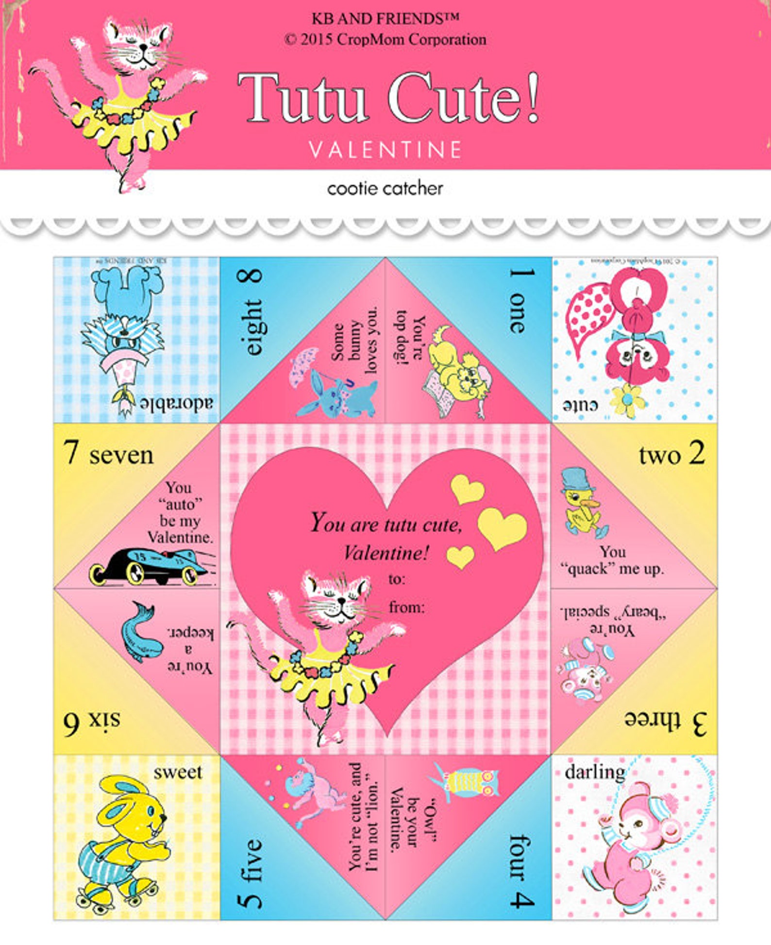 Digital Valentine Cootie Catcher / Valentine's Day Card / | Etsy
