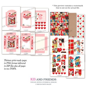 Printable Retro-style "be Mine" Pink Valentine's Day Box, Envelope ...