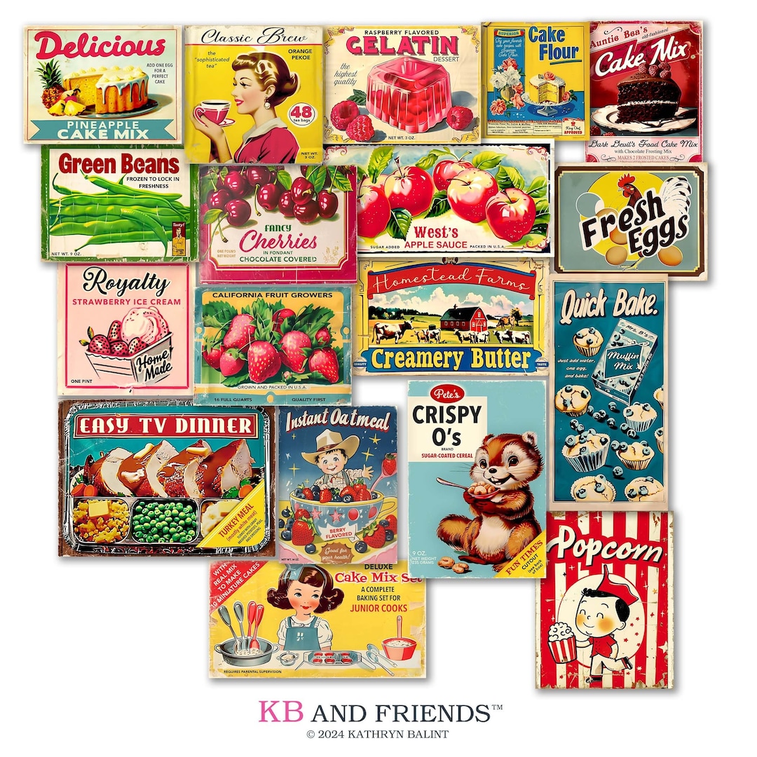 Retro Food Packaging Ephemera: Printable Pantry Finds (digital Download ...