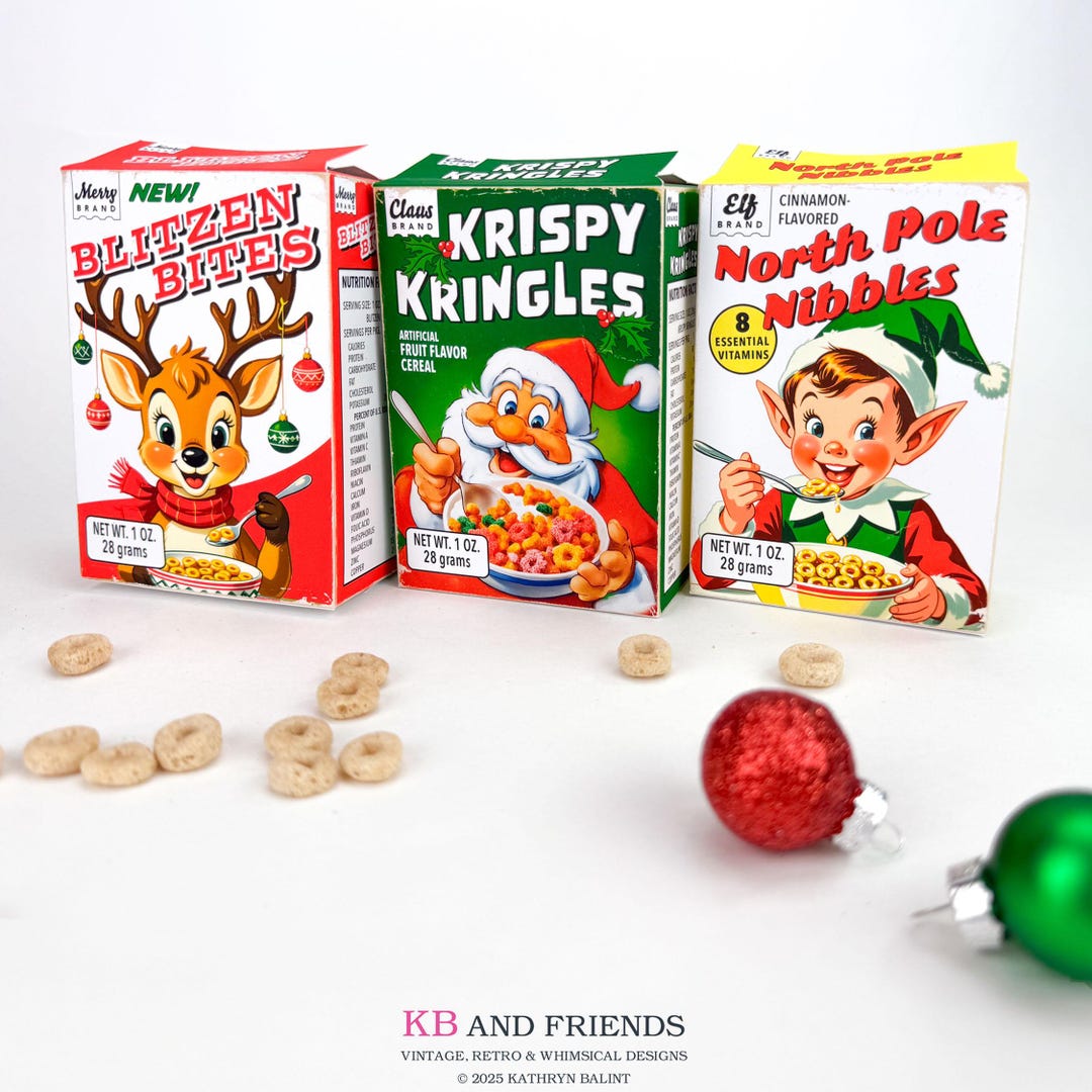 1970s Christmas Cereal Box Templates: Printable Santa, Elf, Reindeer ...