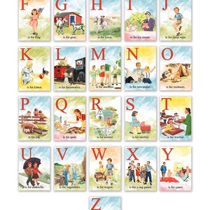 Printable Vintage Children ABC Flashcards / 5 X 7 / Digital Alphabet ...