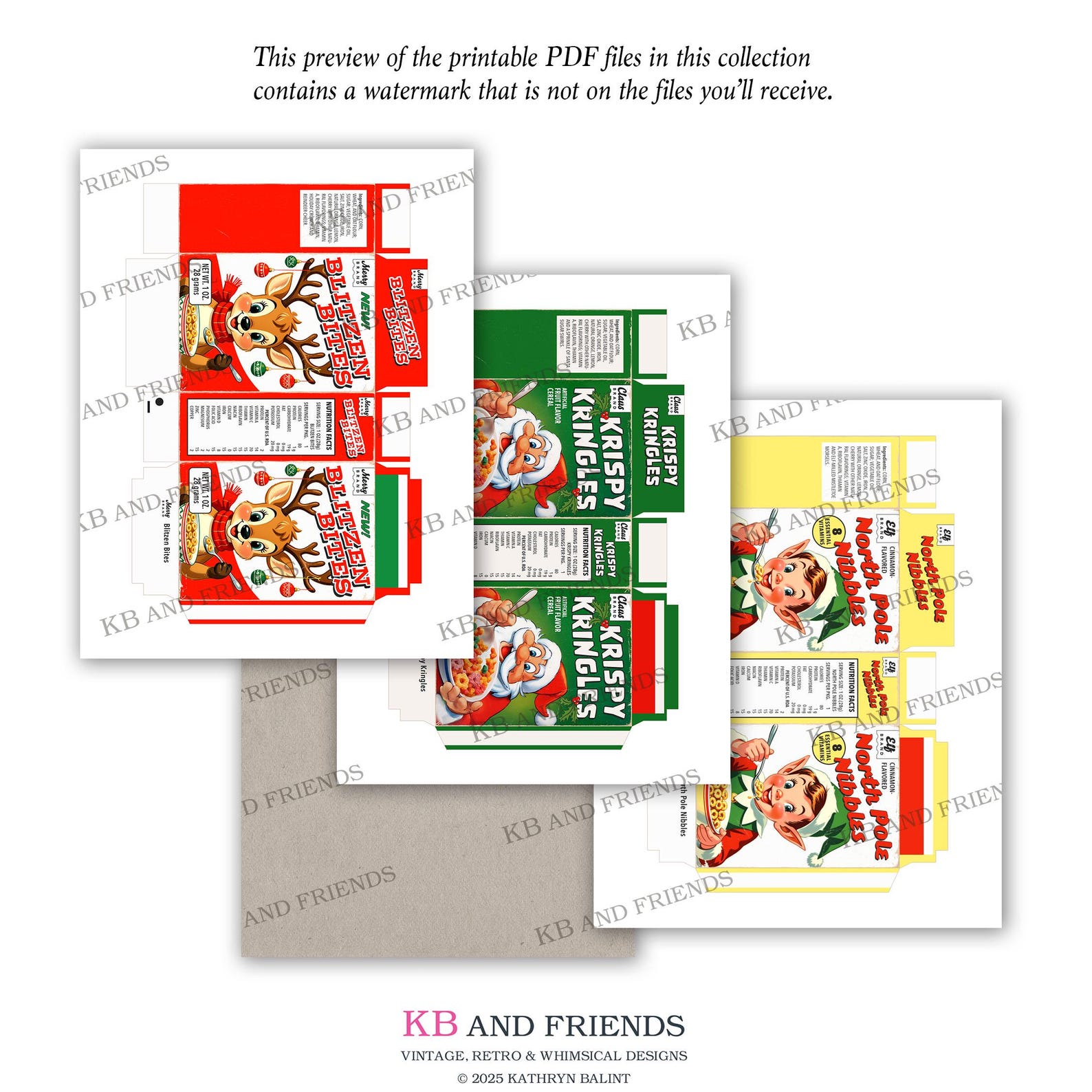 1970s Christmas Cereal Box Templates: Printable Santa, Elf, Reindeer ...