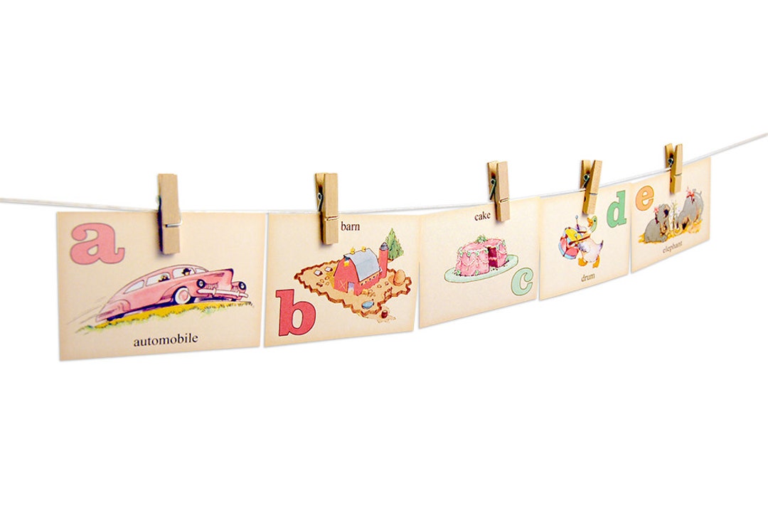 Digital ABC Flashcards With Vintage Style / Alphabet Flash Cards ...