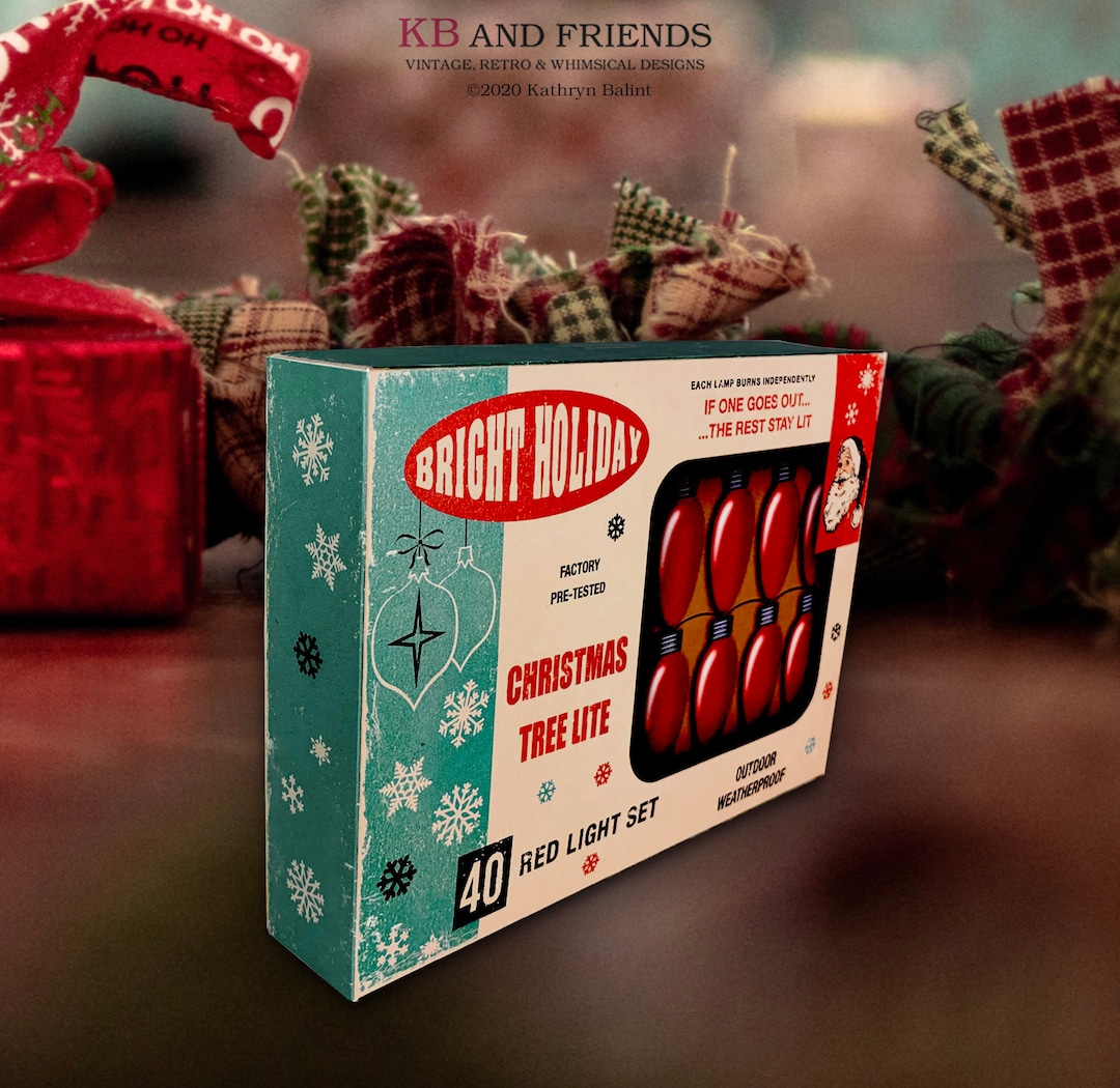 Retro Style Christmas Lights Box: Printable DIY Holiday Diorama, Treat ...