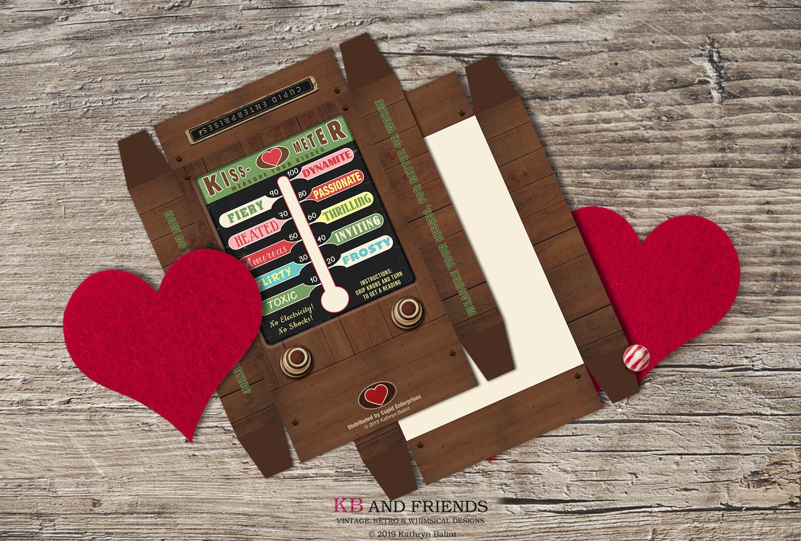 Retro Kiss Meter Printable Gift Box Template/ Valentine's | Etsy