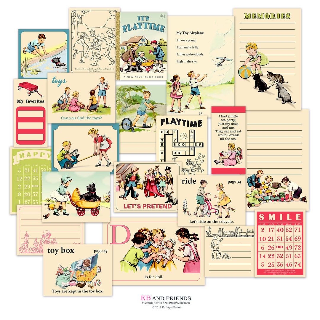 Children Journaling Cards / Printable, Digital Scrapbooking / 21 Cards ...