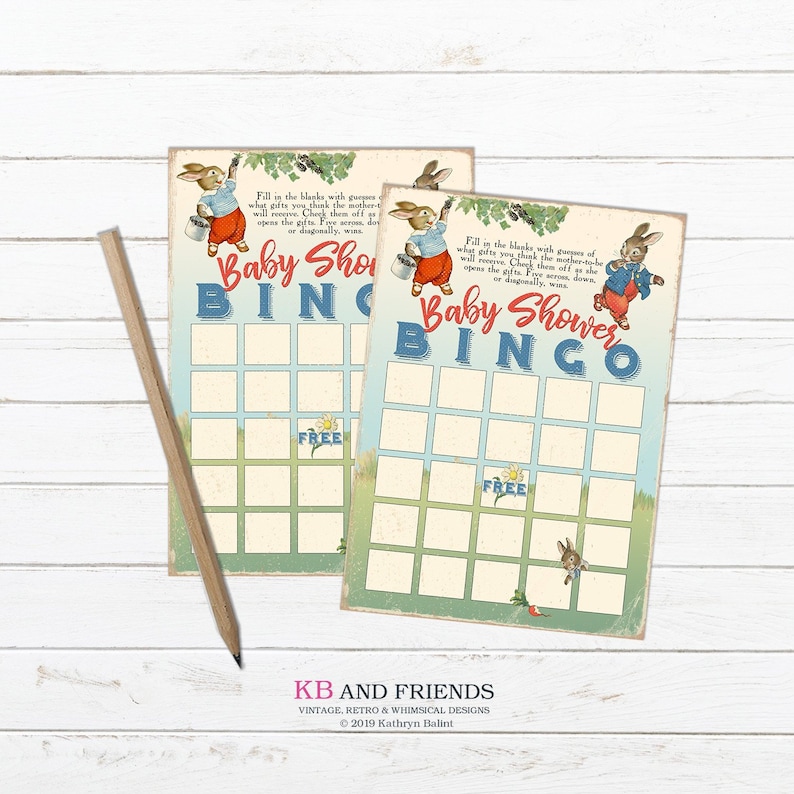 Printable Baby Shower Bingo Cards with Bunny Rabbits / baby | Etsy