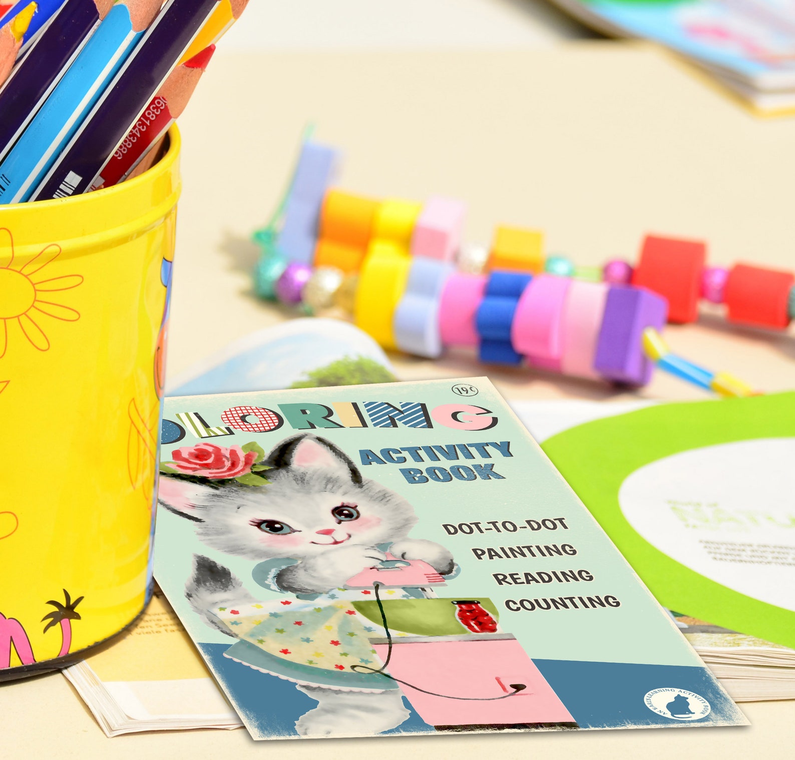 Retro Cats & Kittens Printable Coloring Book Covers for Junk - Etsy