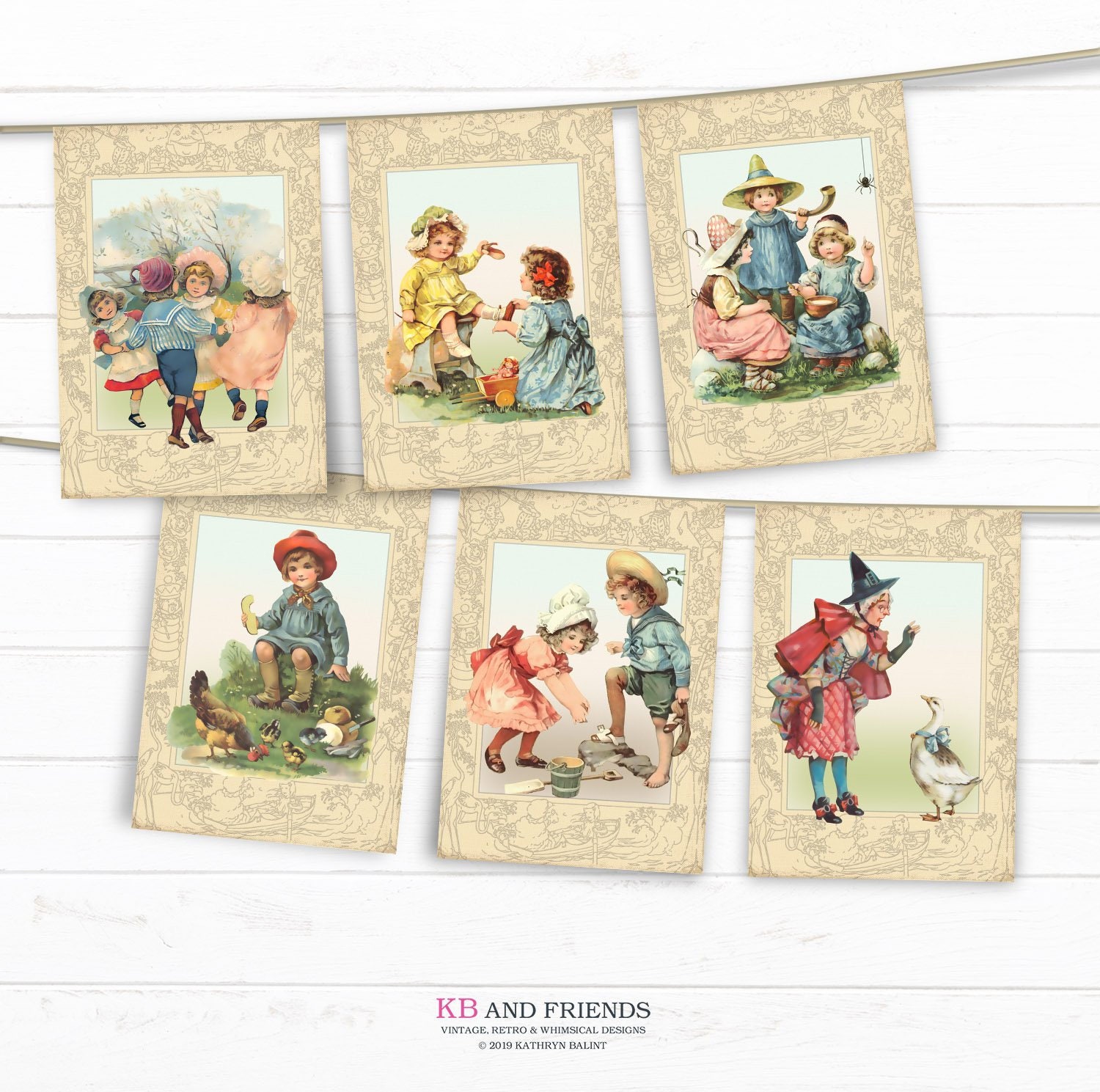 Printable Vintage Mother Goose Nursery Rhymes Banner or Bunting ...