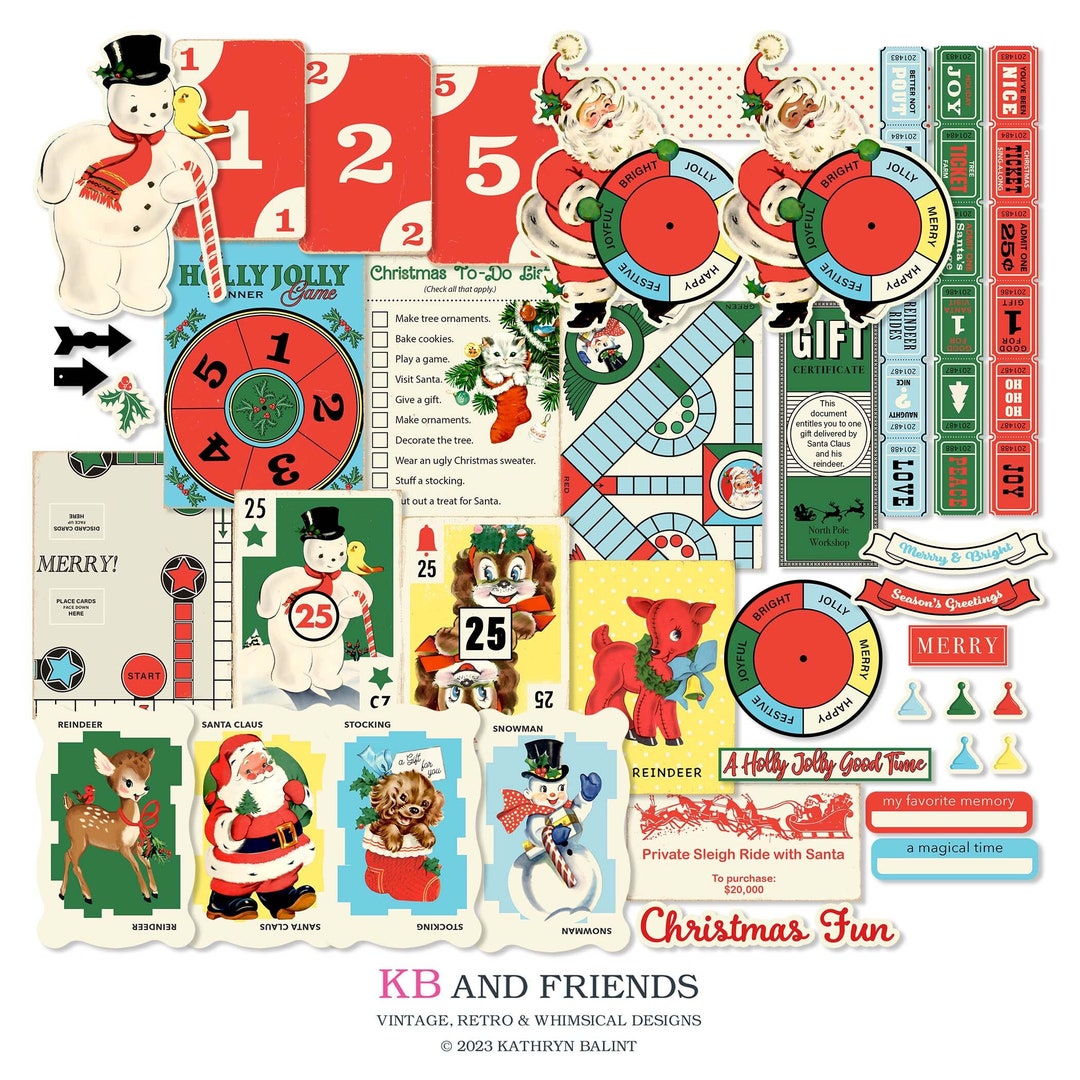 Christmas Fun Printable Scrapbook Embellishments: Retro Style Printable ...