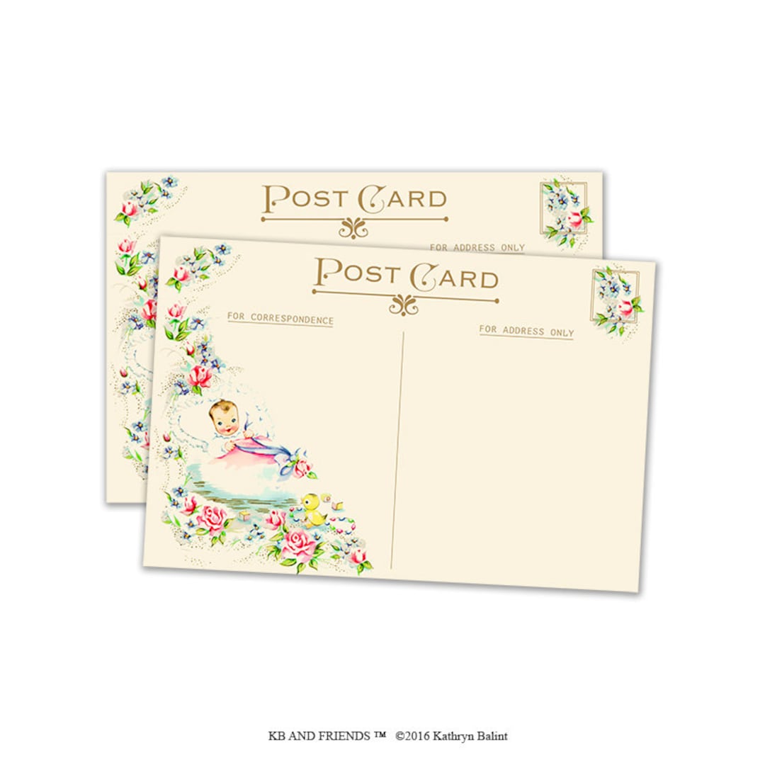 Printable Elegant Vintage Baby Postcard / Gender Neutral Card, ATC ...