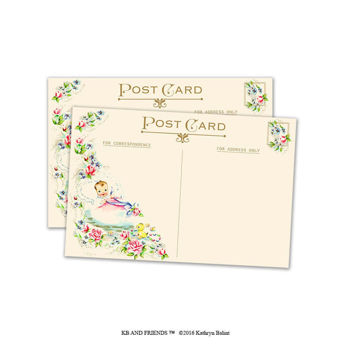 Printable Elegant Vintage Baby Postcard / Gender Neutral Card | Etsy