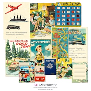 Vintage Style Vacation & Road Trip Ephemera: Retro Travels Printable ...