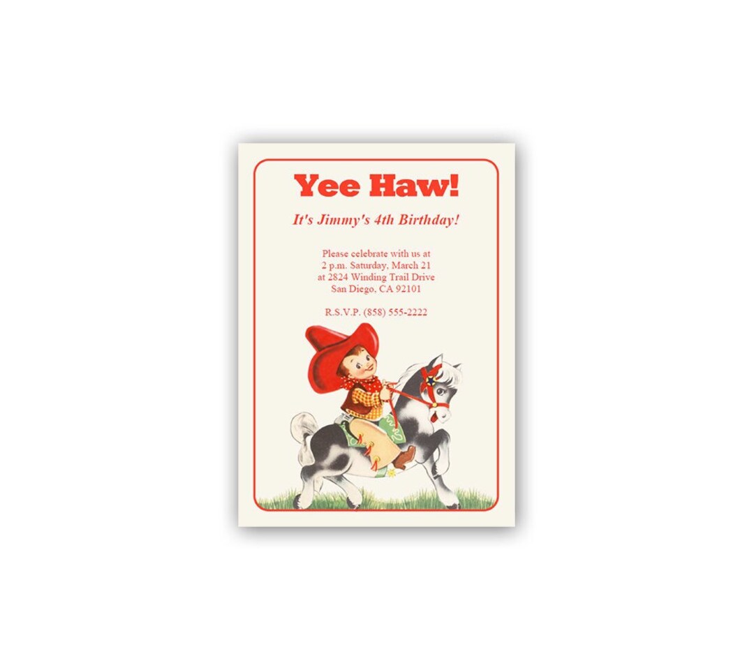 Printable, Digital Cowboy Party Invitation / Add Your Own Text Using ...