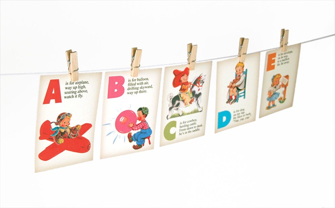 Digital Rhyming Retro ABC Flashcards / Alphabet Flash Cards ...