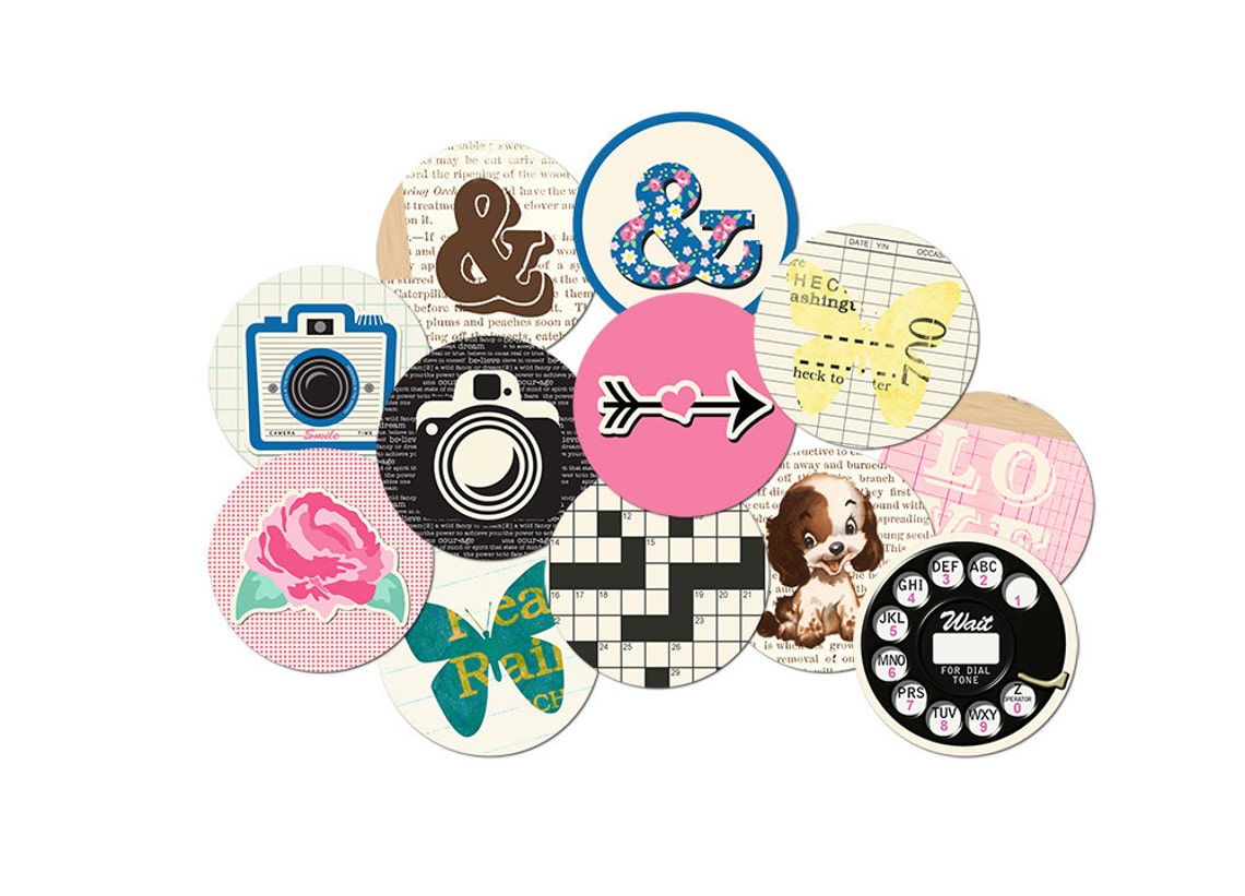 Digital Butterfly & Camera Circles Collage Sheet / 2 and - Etsy