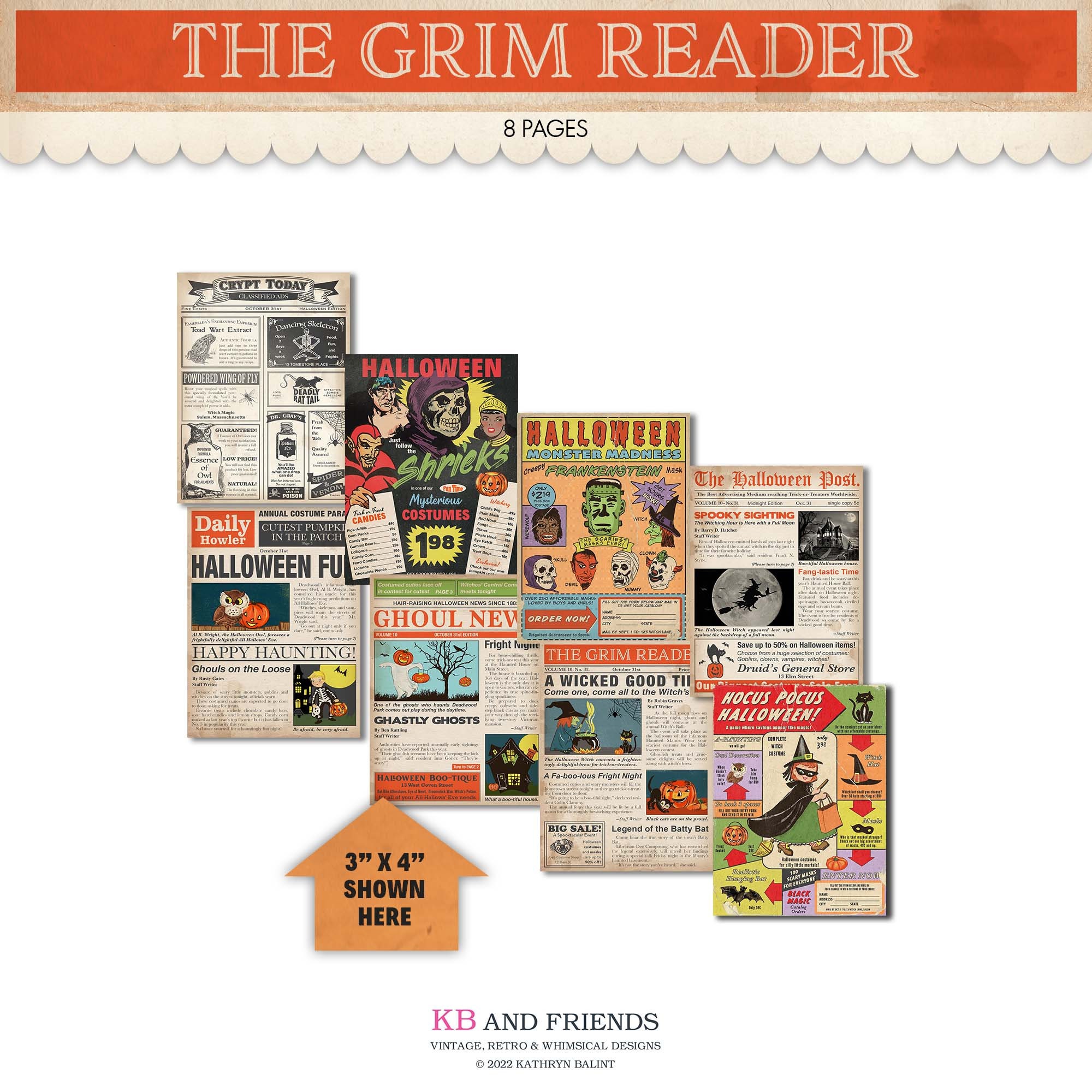 Halloween Grim Reader Newspaper Printables: Vintage Style Ads & Pages ...