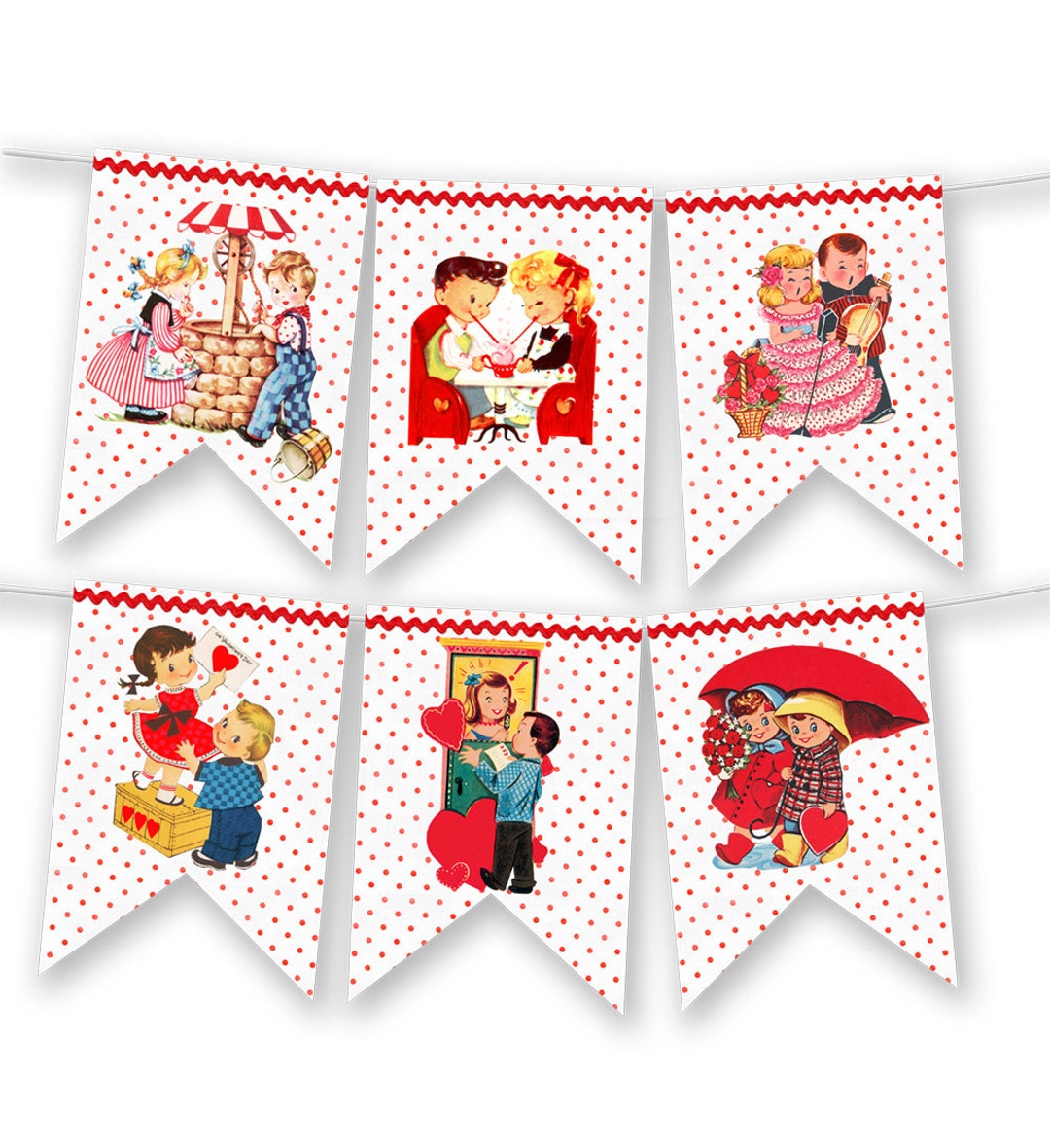 Vintage Style Valentine's Day Banner / Printable DIY Pennants With ...