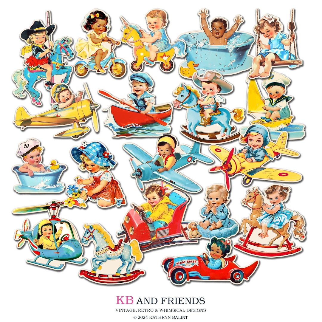 Vintage Style Kids at Play Cutouts: Flights of Fancy Scrapbook ...