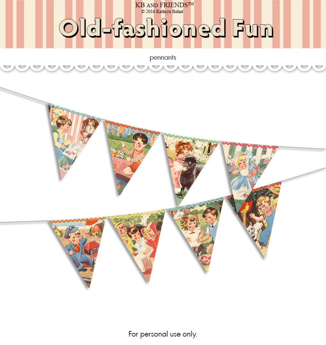Printable Nursery Rhyme Bunting / Printable Banner Flags / Vintage ...
