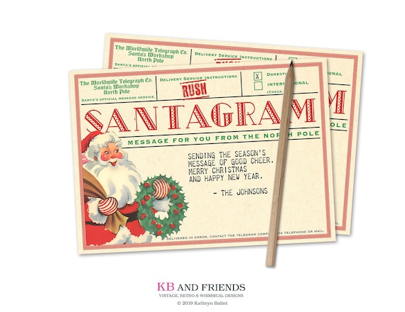 Santa Gram Christmas Telegram, Printable, Digital, Add Your Own Text ...
