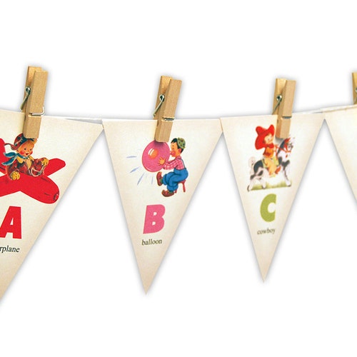 Digital Vintage ABC Banner / DIY / Printable Alphabet Pennants - Etsy