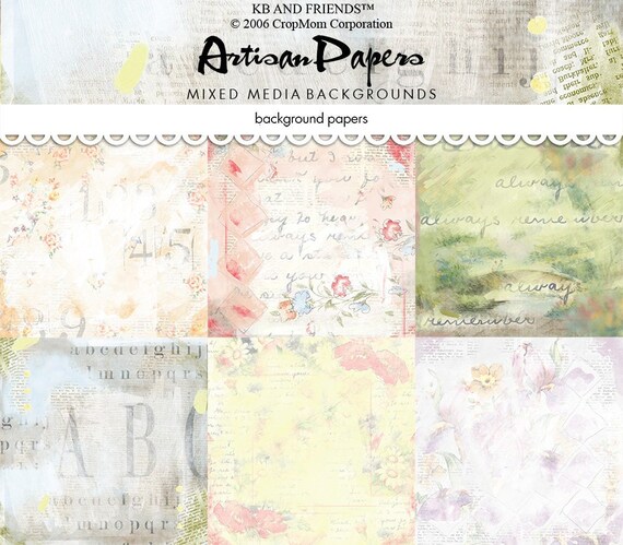 Digital scrapbook paper / mixed media backgrounds / printable paper ...