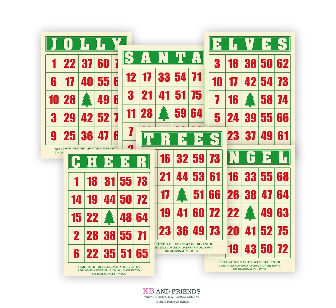 Printable Christmas Bingo Cards for Crafts / Digital 5 by 7 & 3.5 by 2. ...