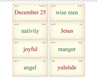 Digital Christmas Vintage Vocabulary Flash Cards / 3 by - Etsy