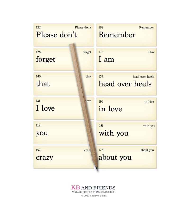 Digital Flash Cards / Love Sayings / 12 Vocabulary Flashcards | Etsy