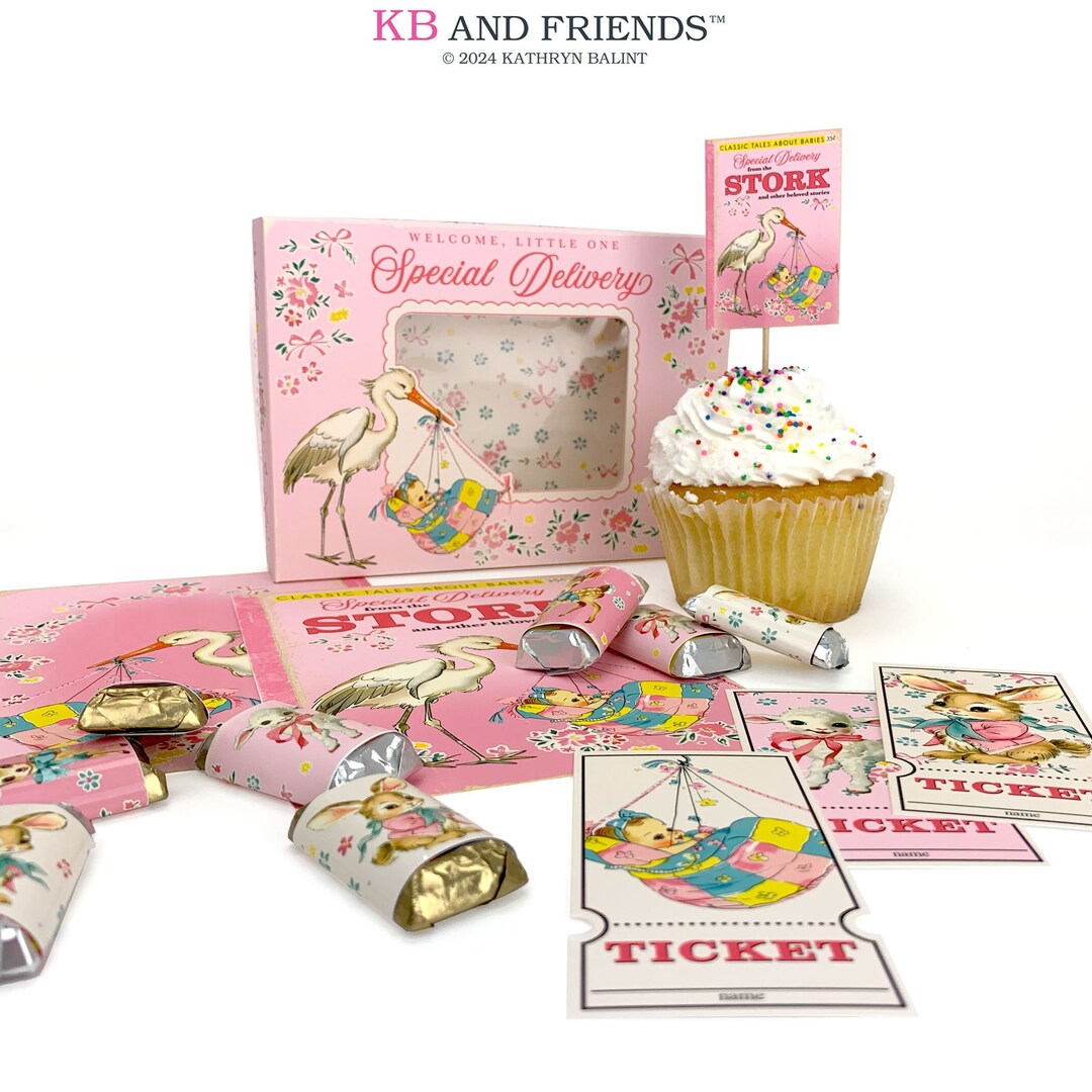 DIY Digital "special Delivery in Pink " Box, Candy Wrappers, Tickets ...