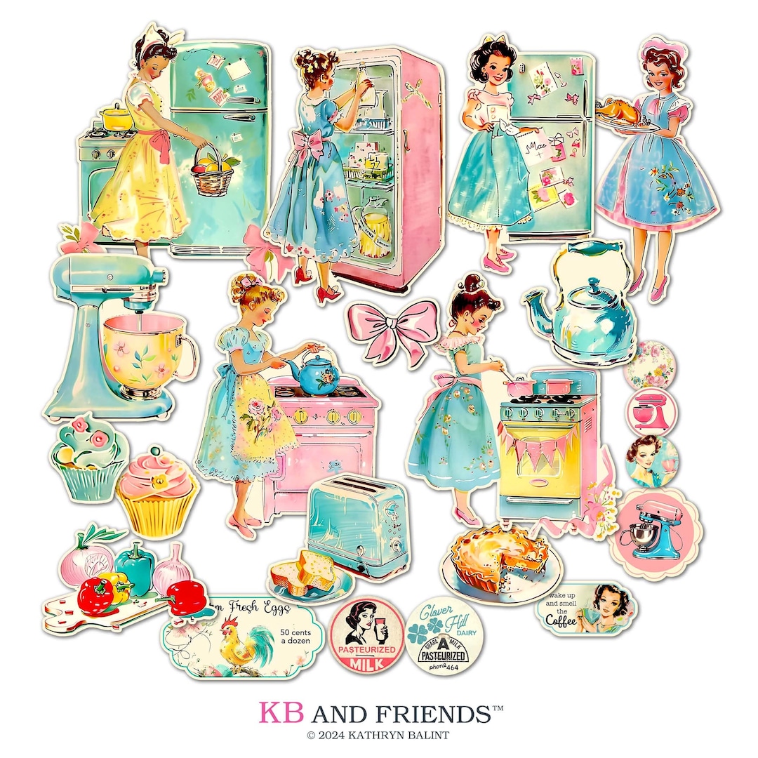 Retro Kitchen Cutouts: Vintage Style Women, Recipes, & Cooking (digital ...