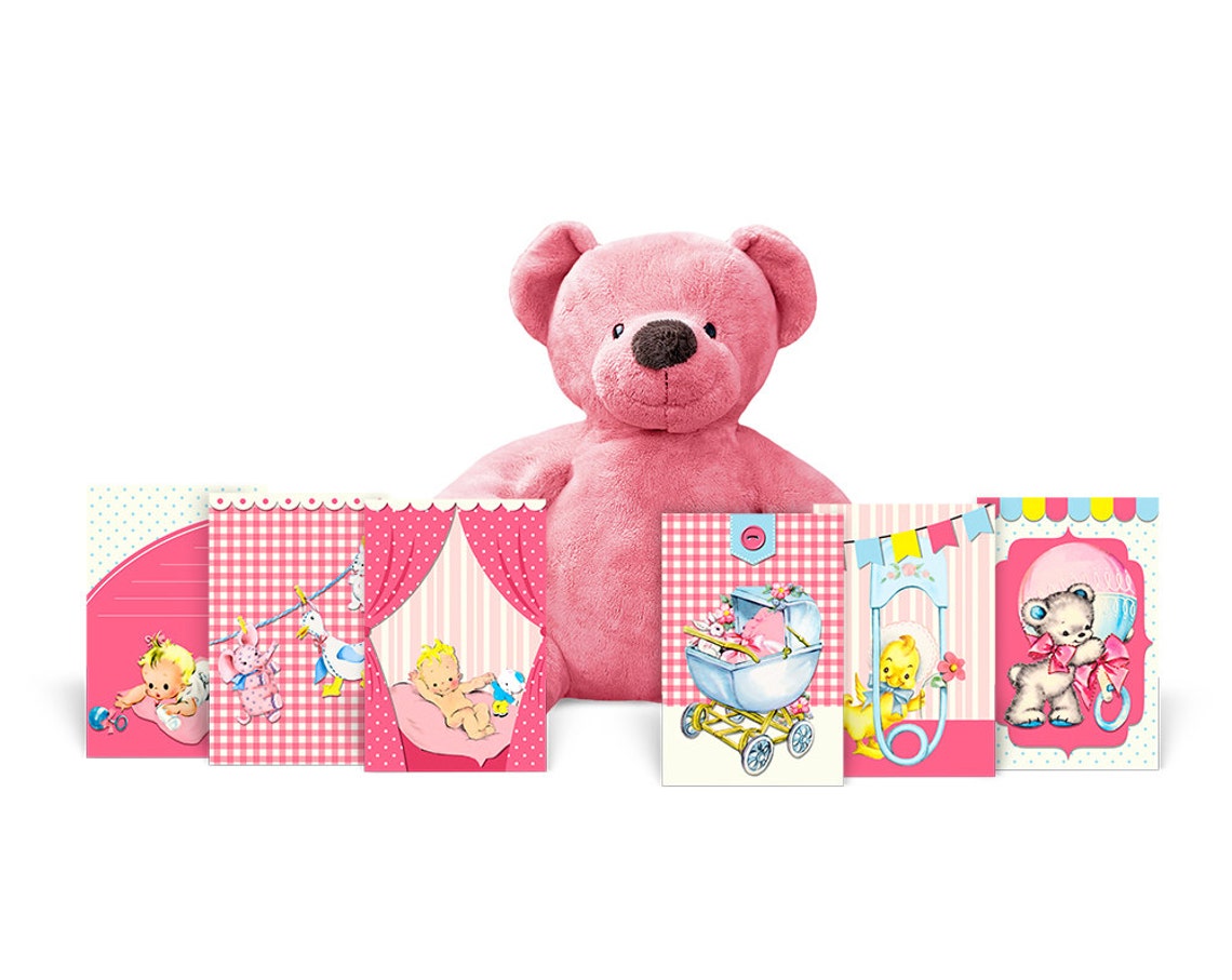 Printable Baby Cards / Pink Baby Digital Collage Sheet / - Etsy