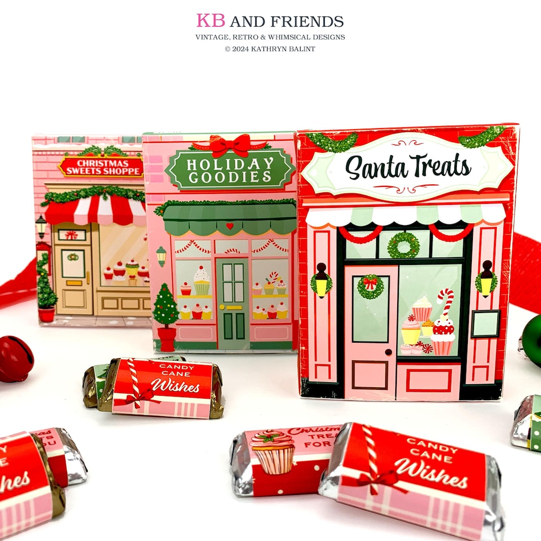 Printable Christmas Sweet Shoppe DIY Favor and Candy Boxes: Vintage ...
